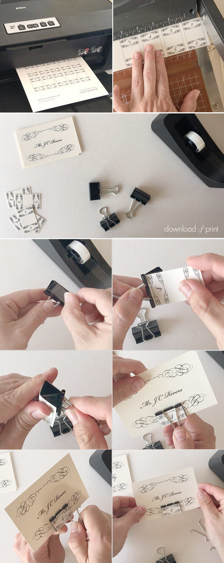 DIY Elegant Binder Clip Wedding Place Cards