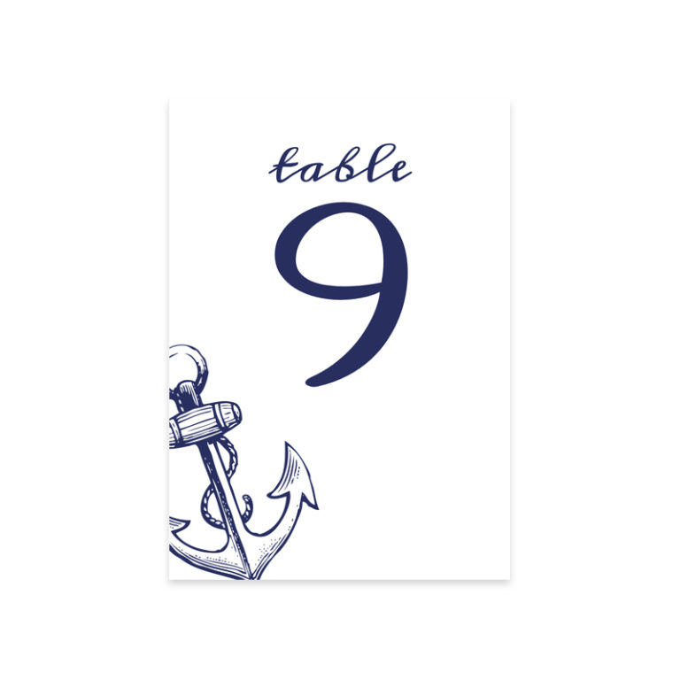 Nautical Anchor Table Number | Download & Print