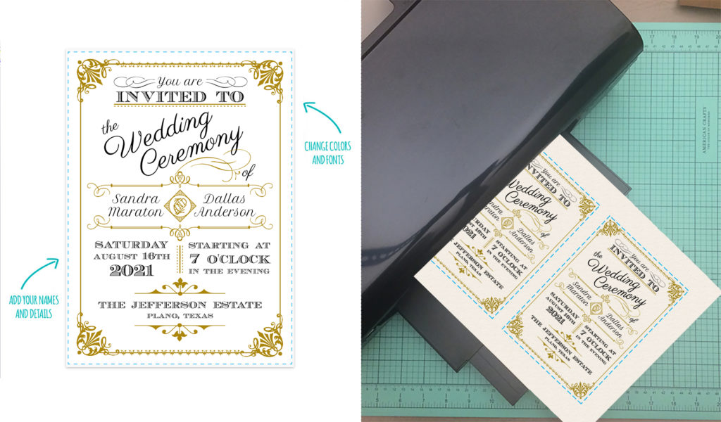 DIY Vintage Wedding Invitation with Free Template