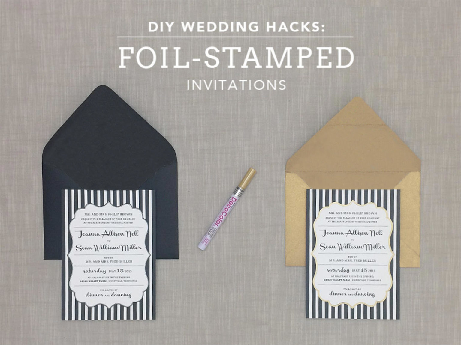 Simple Trick to Add Metallic Accents to Wedding Invitations